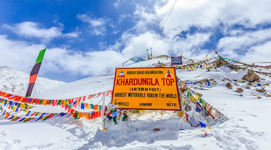 Khardung La Pass, Ladakh – World’s Highest Motorable Road (18,380 ft)